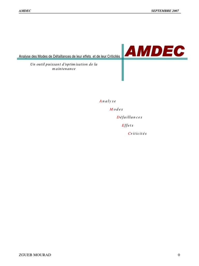 AMDEC : Optimisation de la Maintenance | PDF | Ingénierie | Analyses