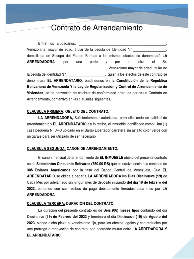 Modelo De Contrato De Arrendamiento De Vivienda En Word Family Activities