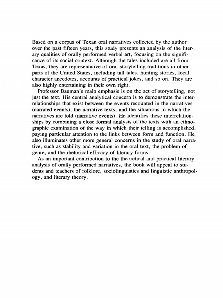 (Cambridge Studies in Oral and Literate Culture, 10) Richard Bauman ...