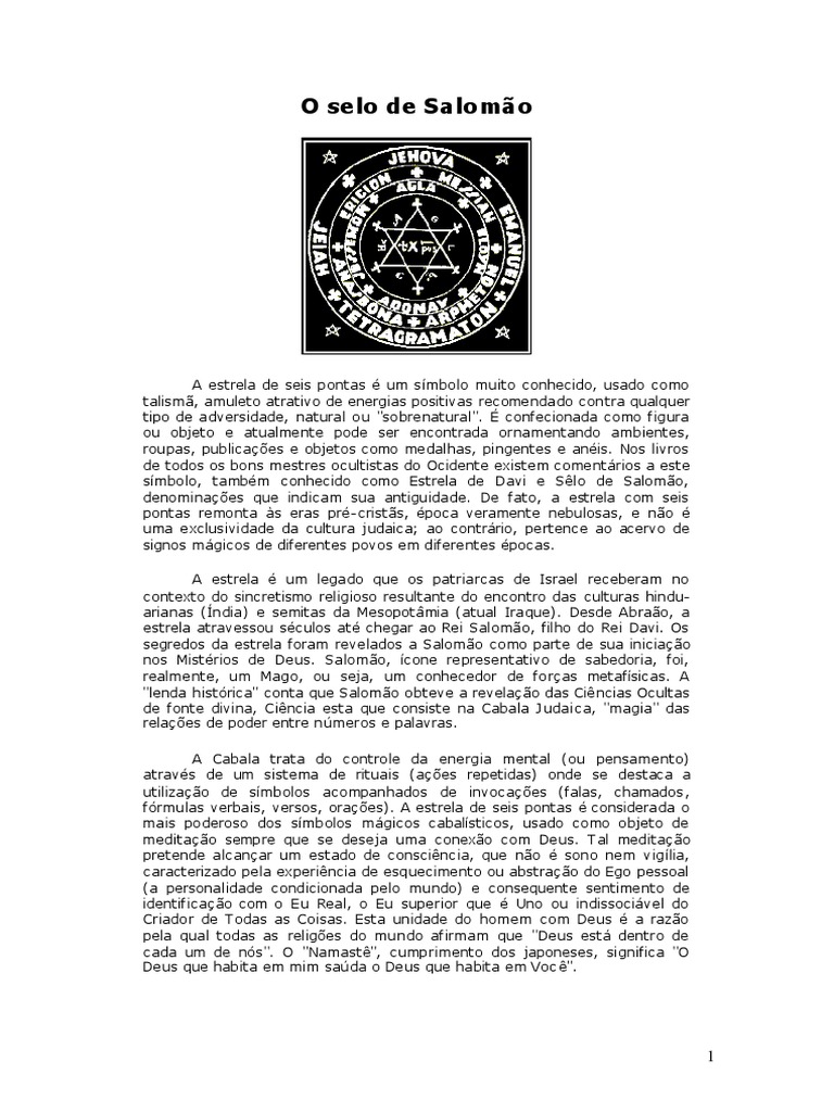 O Selo de Salomão - Simbologia | PDF