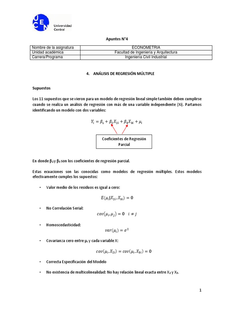 S2 - Apunte 4 - Econometría | PDF