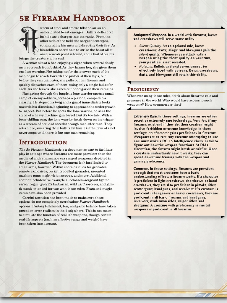 5e Firearm Handbook for RPGs | PDF | Firearms | Shotgun