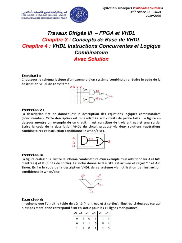 td3 31 3 2020 Avec Solution | PDF | VHDL | Arithmétique