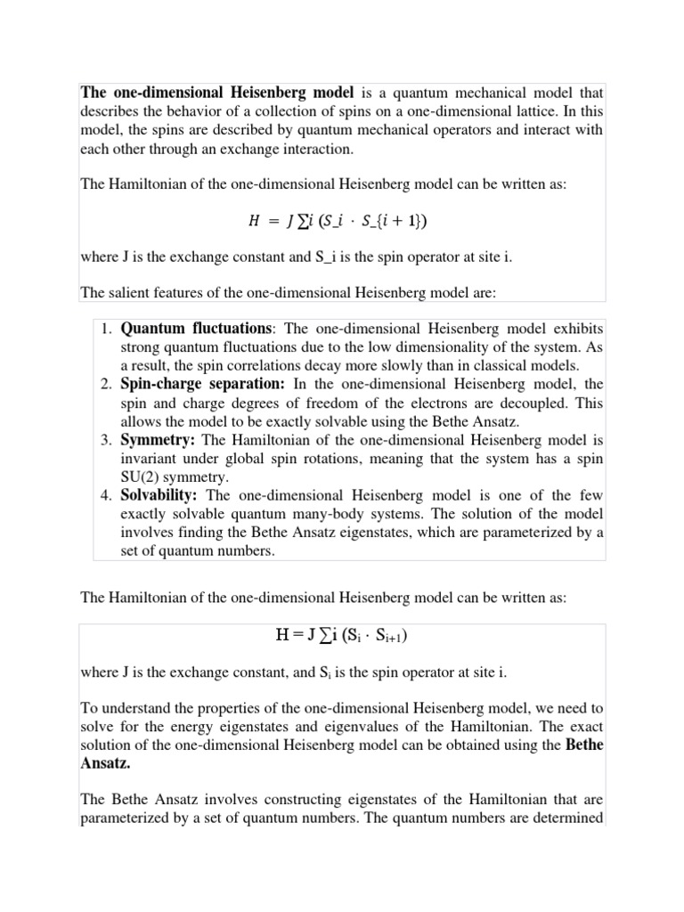 Heisenberg Model - 230330 - 172244 | PDF | Hamiltonian (Quantum ...