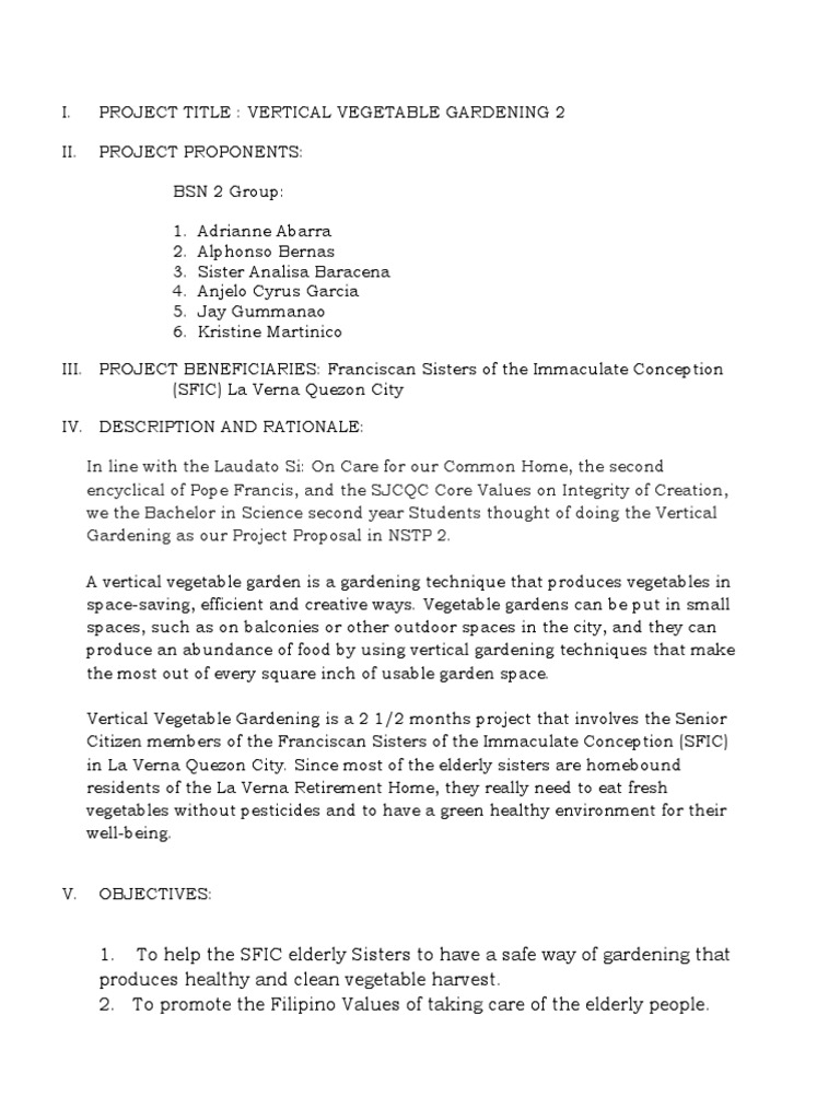 Vertical Vegetable Gardening Project | PDF | Horticulture | Agriculture