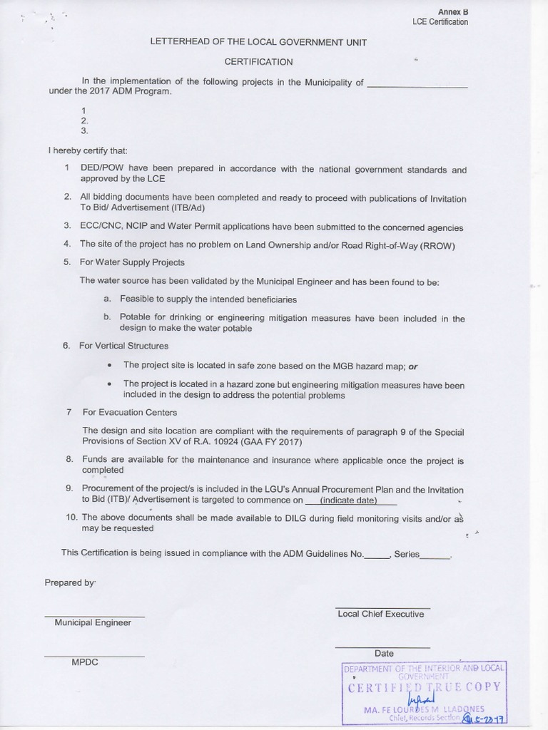 Annex B - LCE Certification | PDF