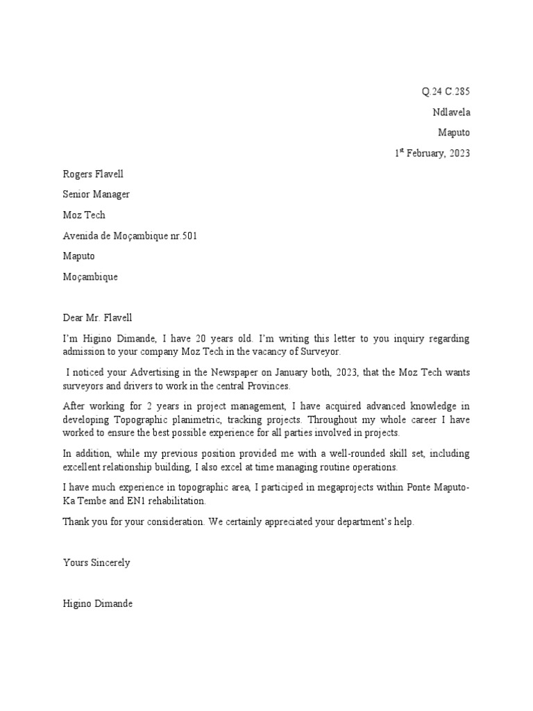 Cartas de Candidatura Inglês | Download Free PDF | Communication