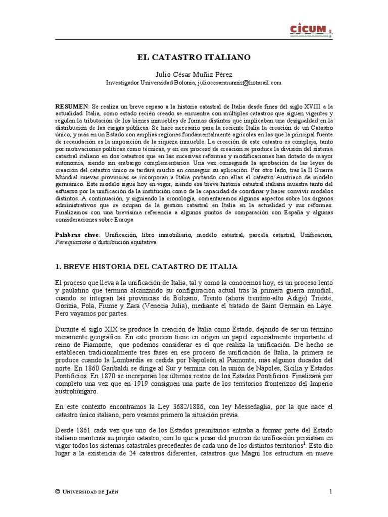 El Catastro Italiano | PDF | Impuestos | Italia