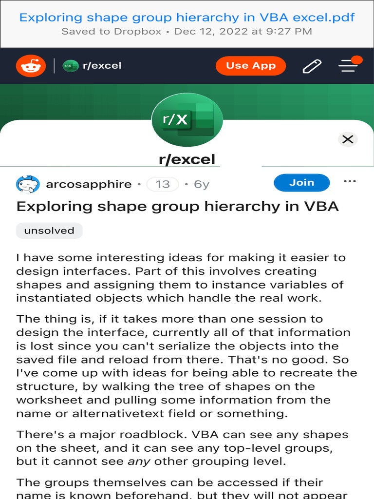 Exploring Shape Group Hierarchy In Vba Excel Pdf Microsoft Excel Visual Basic For Applications 
