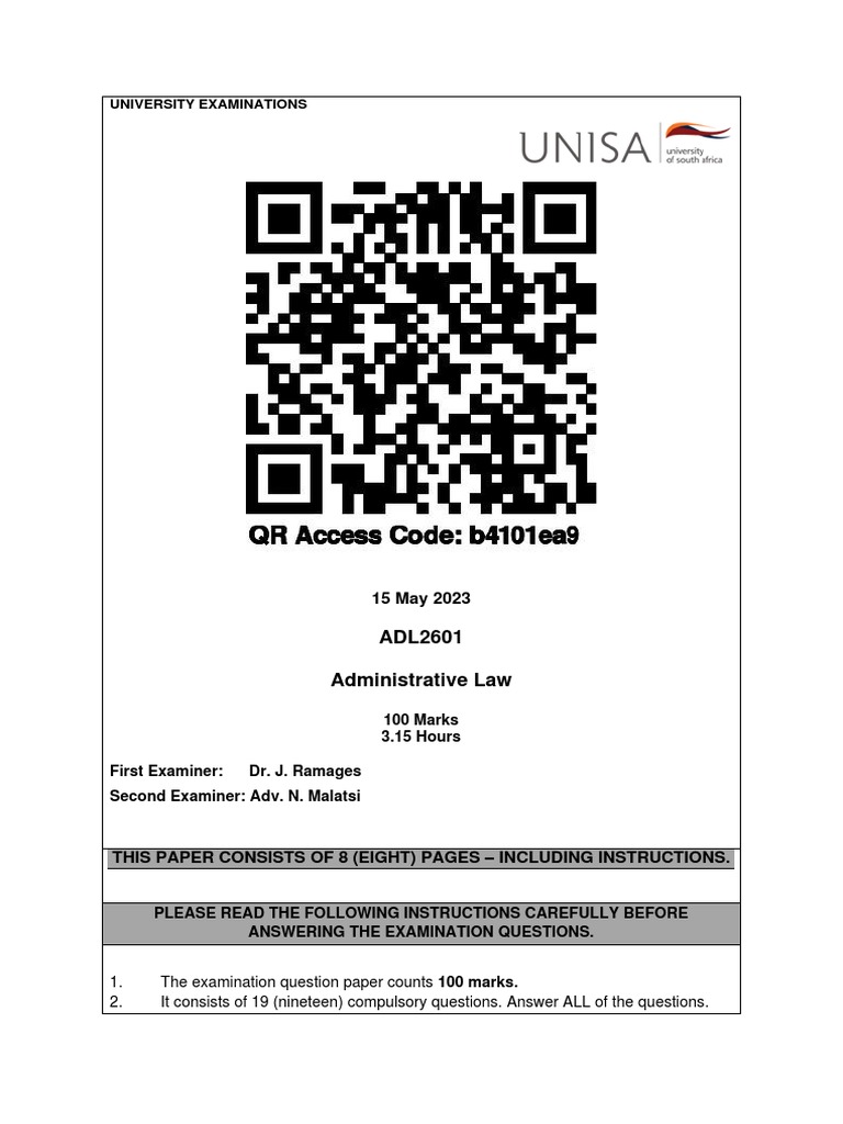 ADL2601 May June 2023 Executed | PDF | Plagiarism | Administrative Law