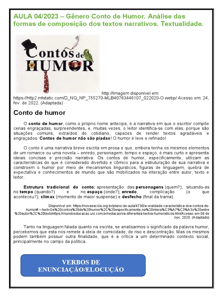 AULA 04 - Contos de Humor | PDF