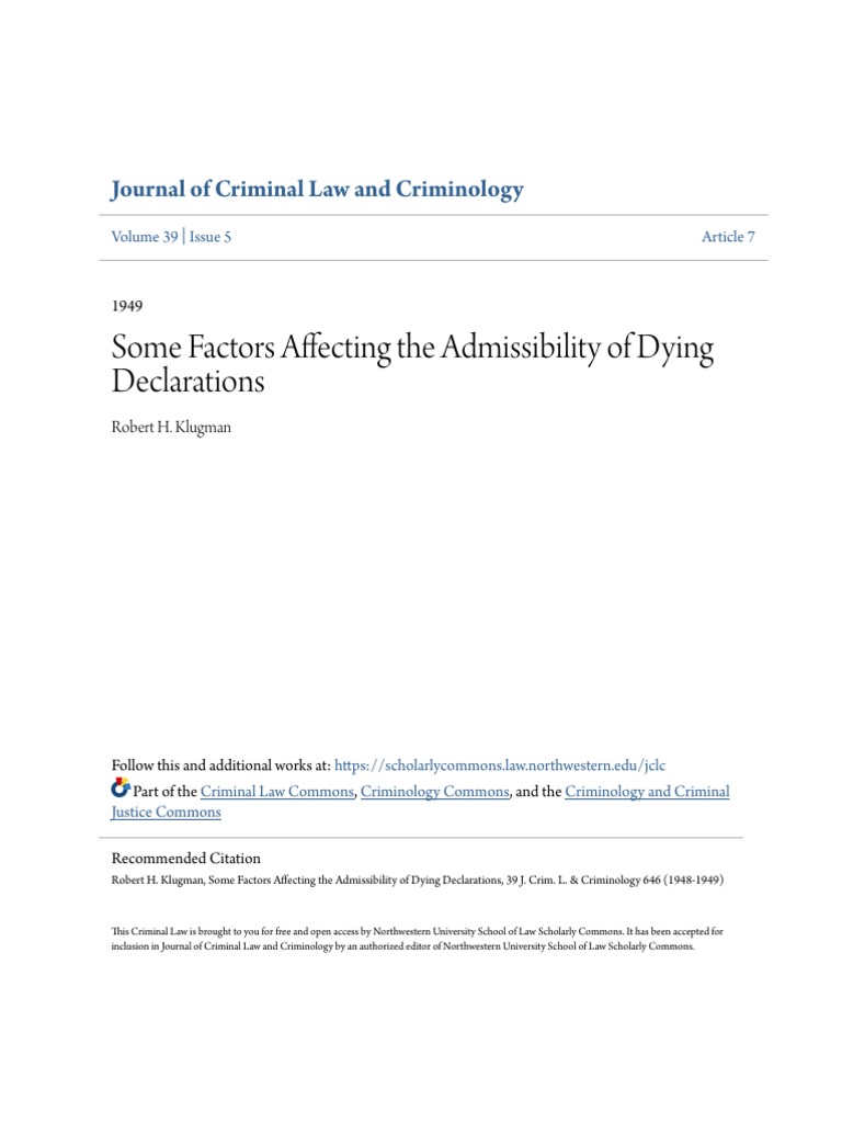 Dying Declarations in Court | PDF | Evidence (Law) | Assault