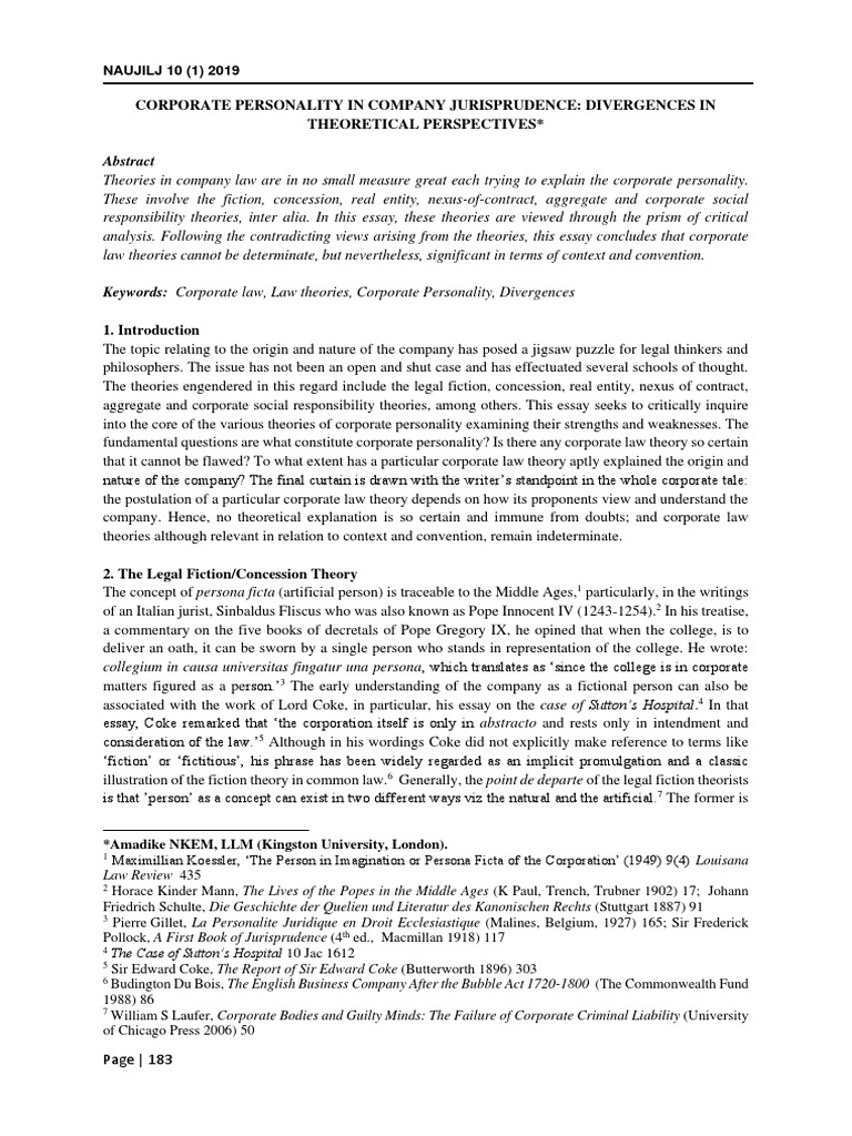 Theories of Corporate Personality-1 | PDF | Theory | Corporations