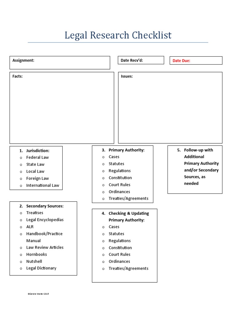 Legal Research Checklist | PDF