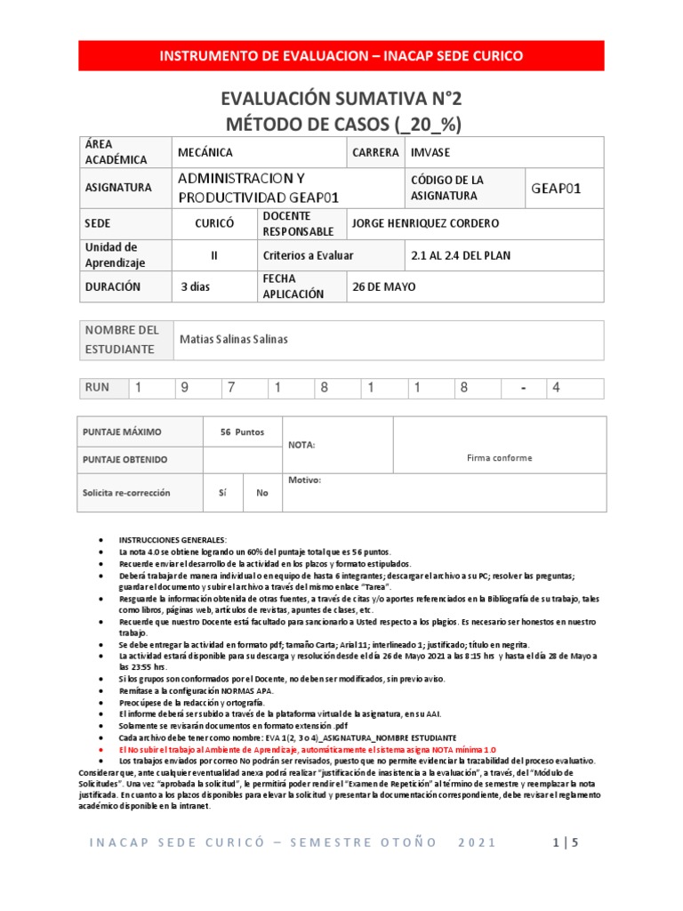 EVA2_Administracionyproductividad_Matias_Salinas | PDF | Elasticidad (economía)