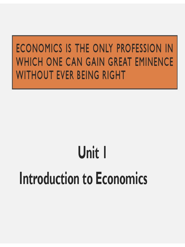 Unit 1 Introduction To Economics - S1 - 2023 | PDF | Economics ...