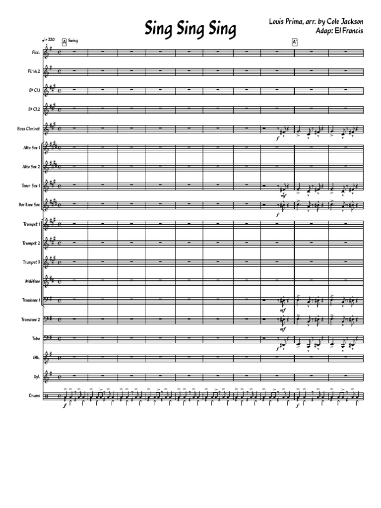 Sing Sing Sing Arrangement | PDF | Saxophone | Aerophones