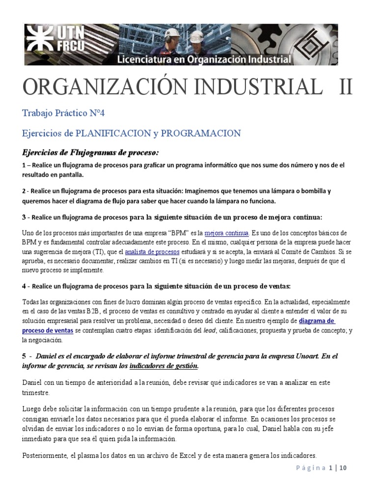 TP 4 Ejercicios de PLANIFICACION y PROGRAMACION | PDF | Informática | Ciencias de la Computación