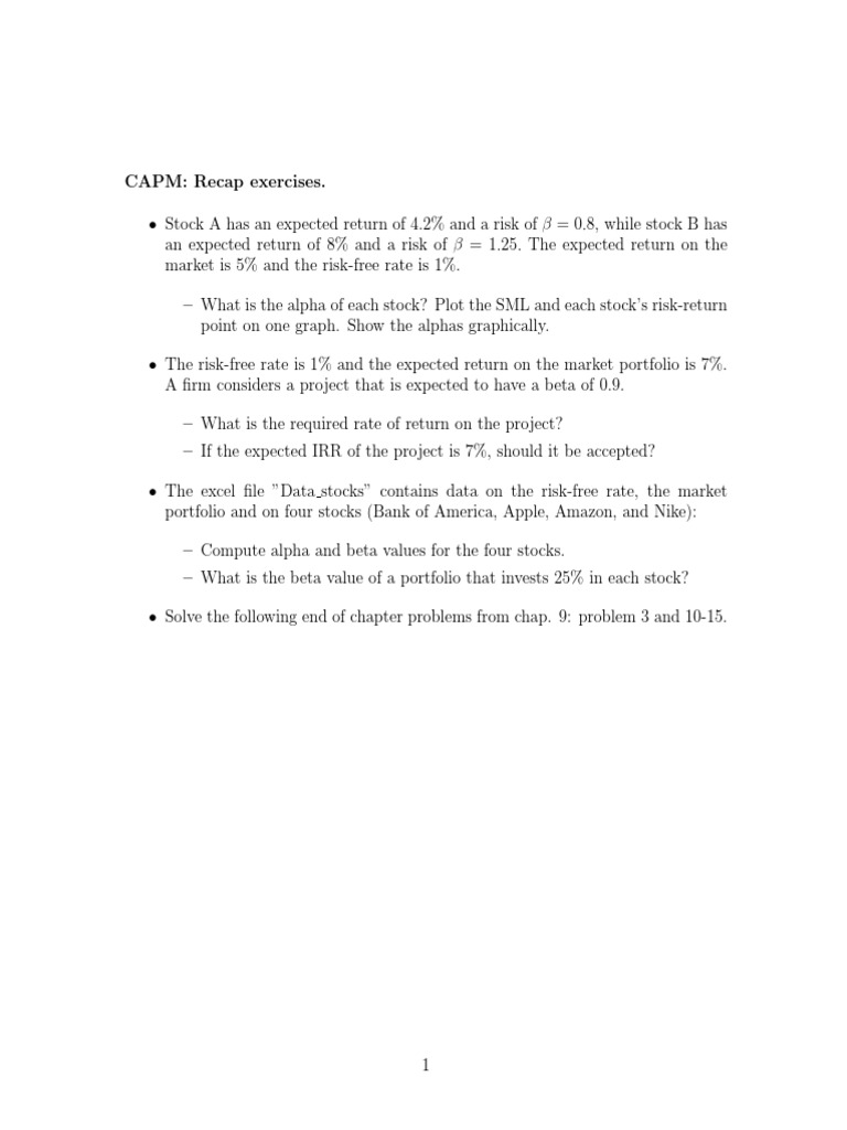 CAPM Recap Exercises 2023 | PDF | Computers
