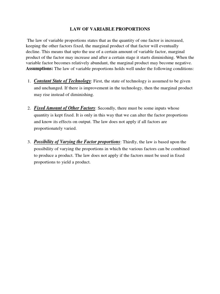 Law of Variable Proportions Explained | PDF | Labour Economics ...