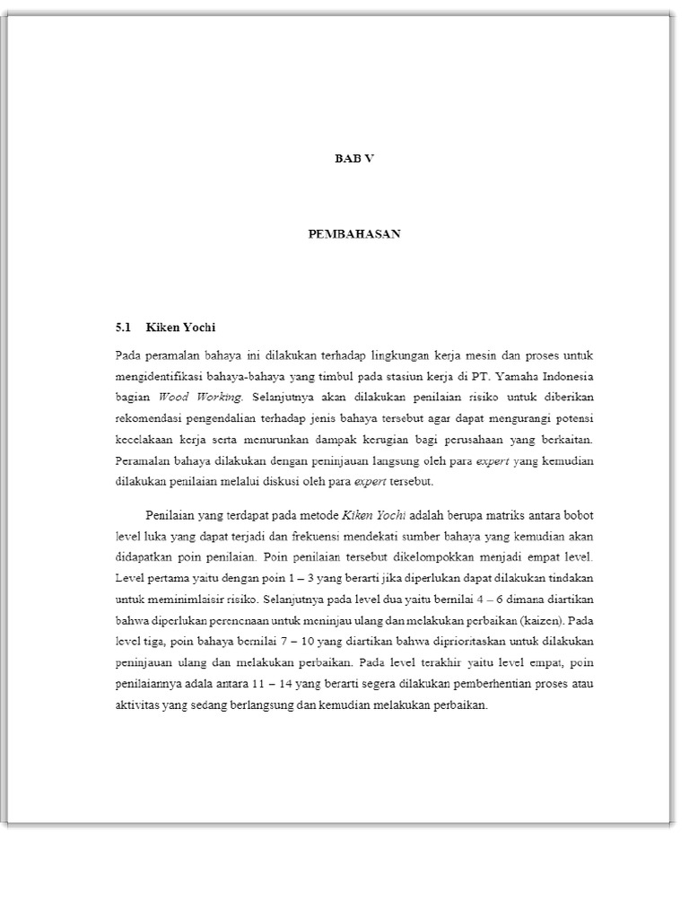 BAB V PEMBAHASAN. 5.1 Kiken Yochi - PDF Download Gratis | PDF