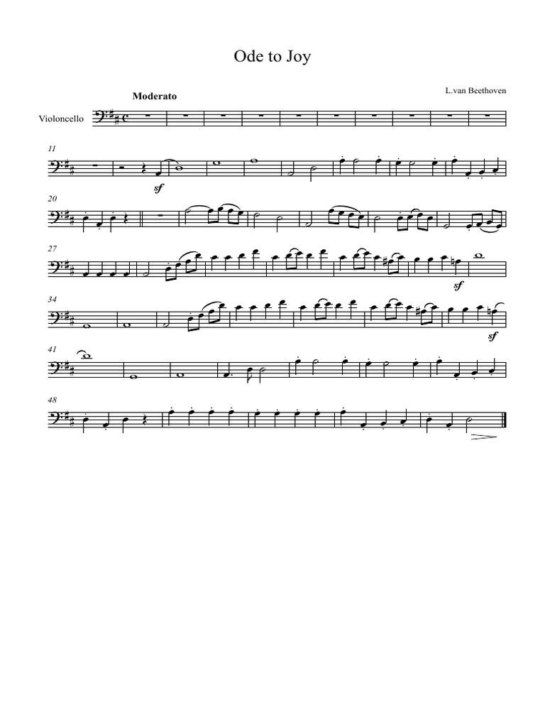 Ode To Joy Full - Cello - Full Score | PDF