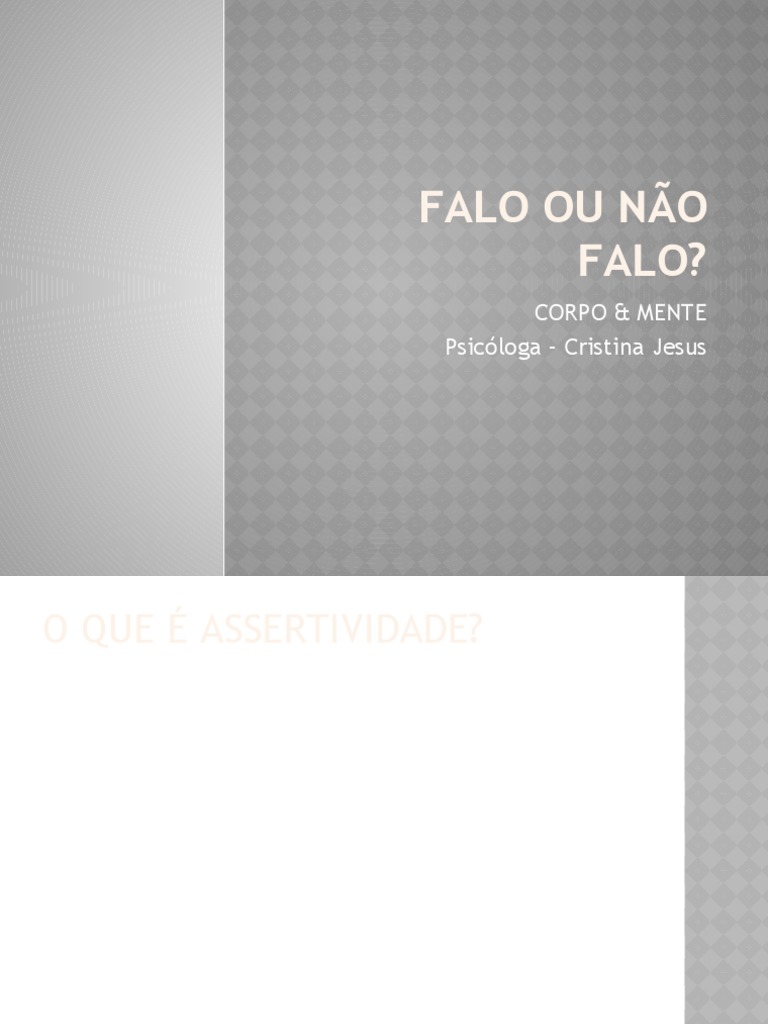 Falo Ou Não Falo | PDF
