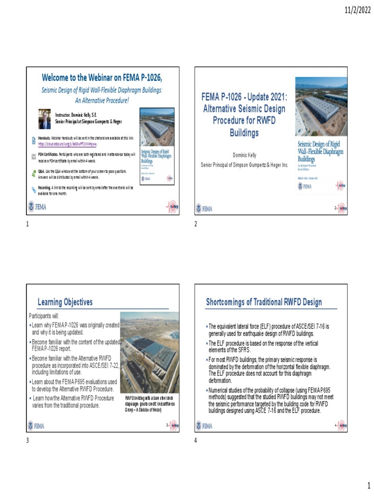 FEMA P-1026: Seismic Design Webinar | PDF | Technology & Engineering