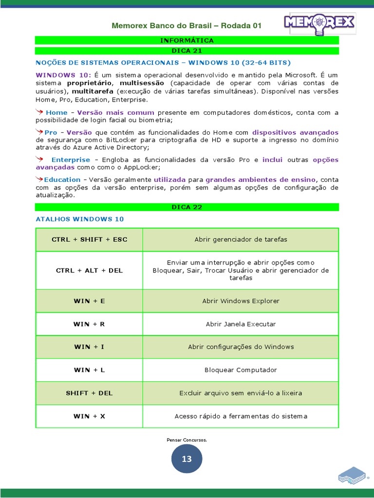 Resumo Memorex 11 | PDF | Microsoft Windows | Windows 10