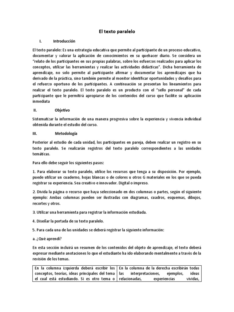 El Texto Paralelo Ejemplo | PDF