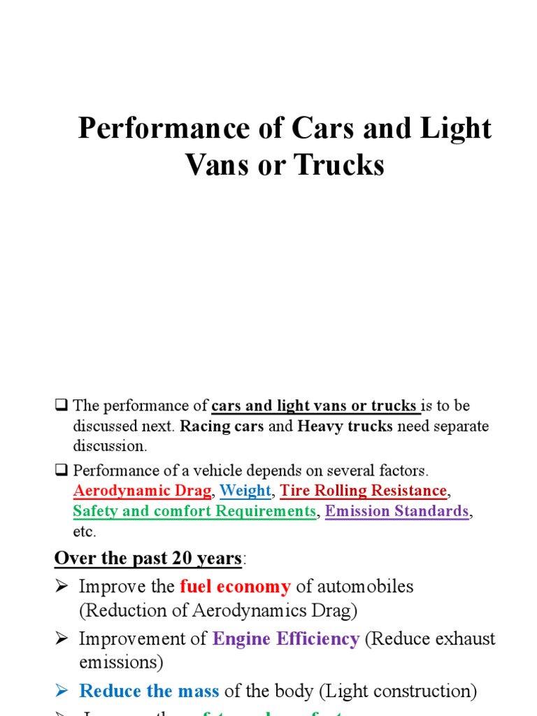 Performance of Cars and Light Vans or Trucks | PDF | Fuel Efficiency ...