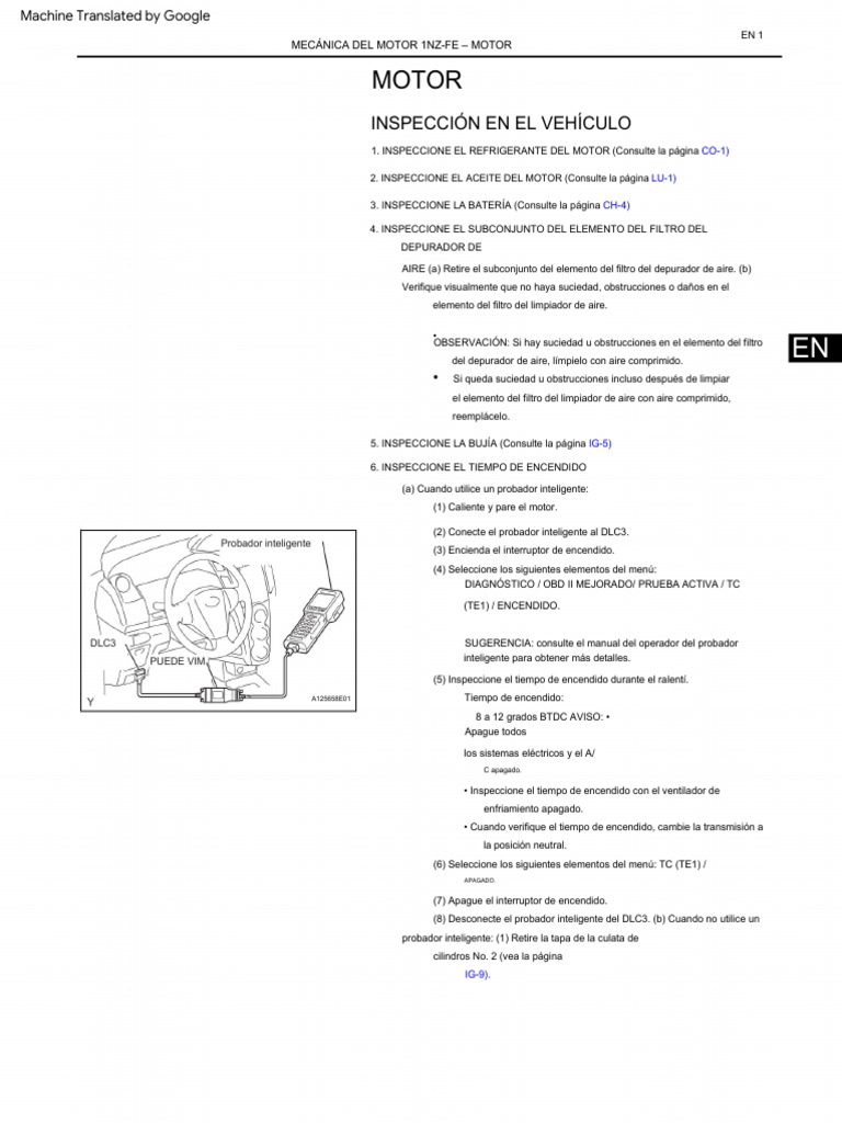 Manual de Mecánica Toyota 1NZ-FE | PDF | Inyección de combustible ...