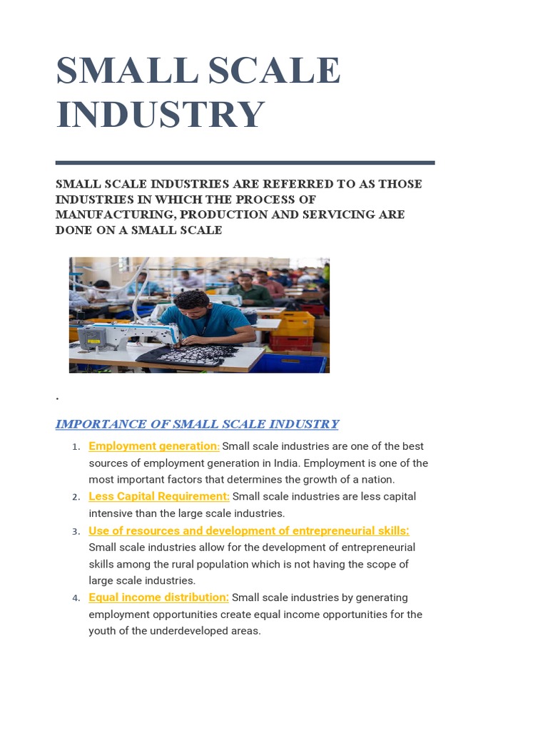 Small Scale Industry | PDF | Labour Economics | Employment