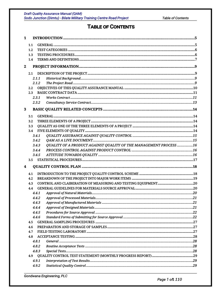 Draft Quality Assurance Manual | PDF | Quality Assurance ...