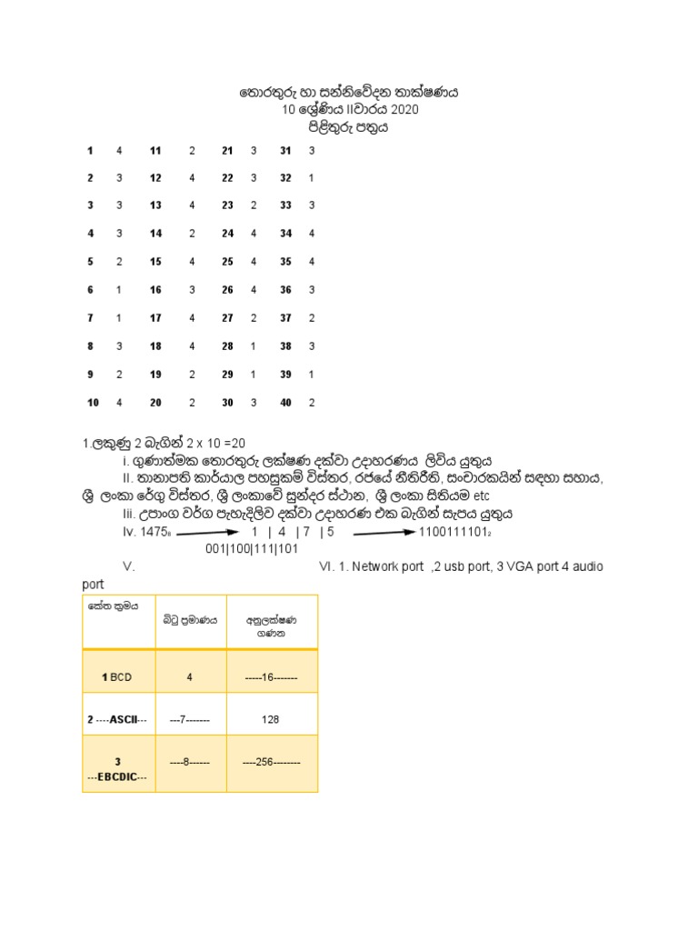 Grade 10 ICT Answers | PDF