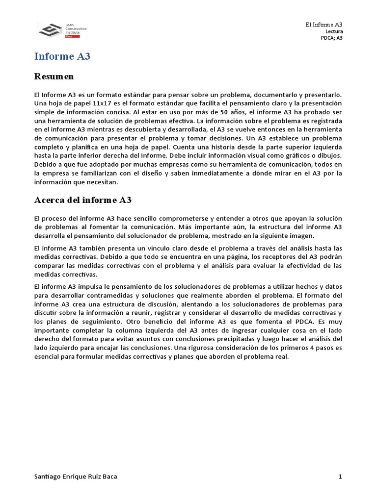 Guía del Informe A3 para Empresas | PDF | Pensamiento | Comunicación