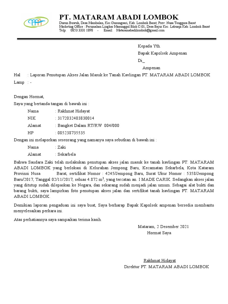 Cop Surat PT - Mal Resmi | PDF