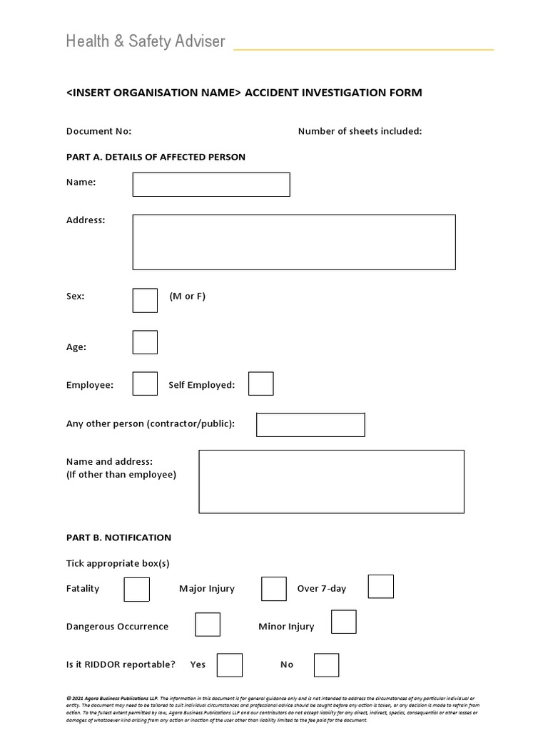 Accident Investigation Form | Download Free PDF | Damages ...
