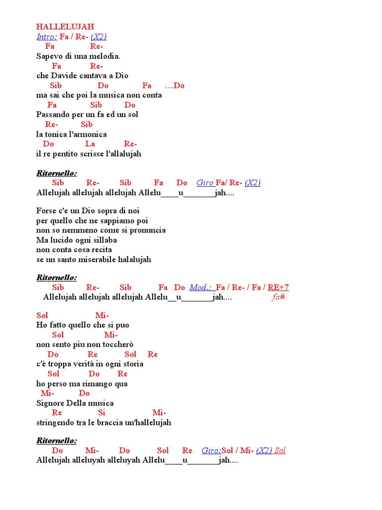 Hallelujah (Italiano) (Fa) Mod. | PDF