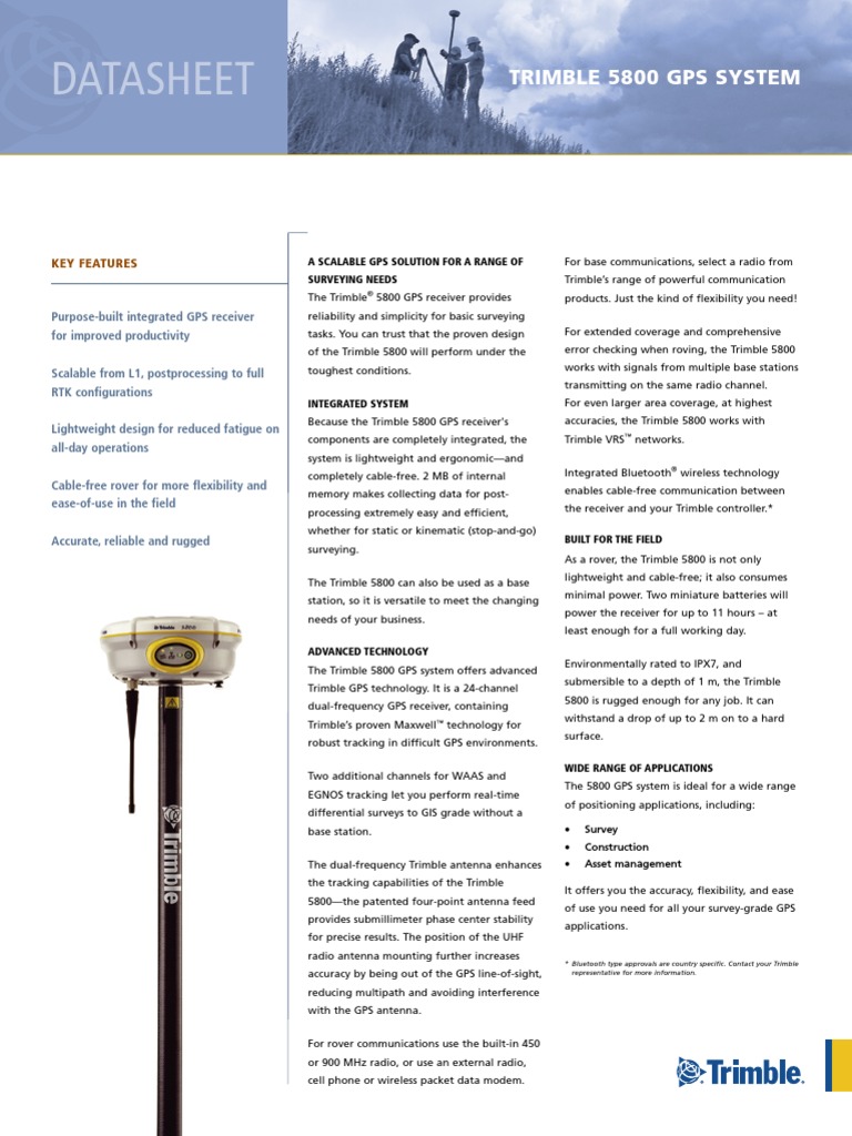 Ficha Tecnica Trimble 5800 | PDF | Global Positioning System | Surveying