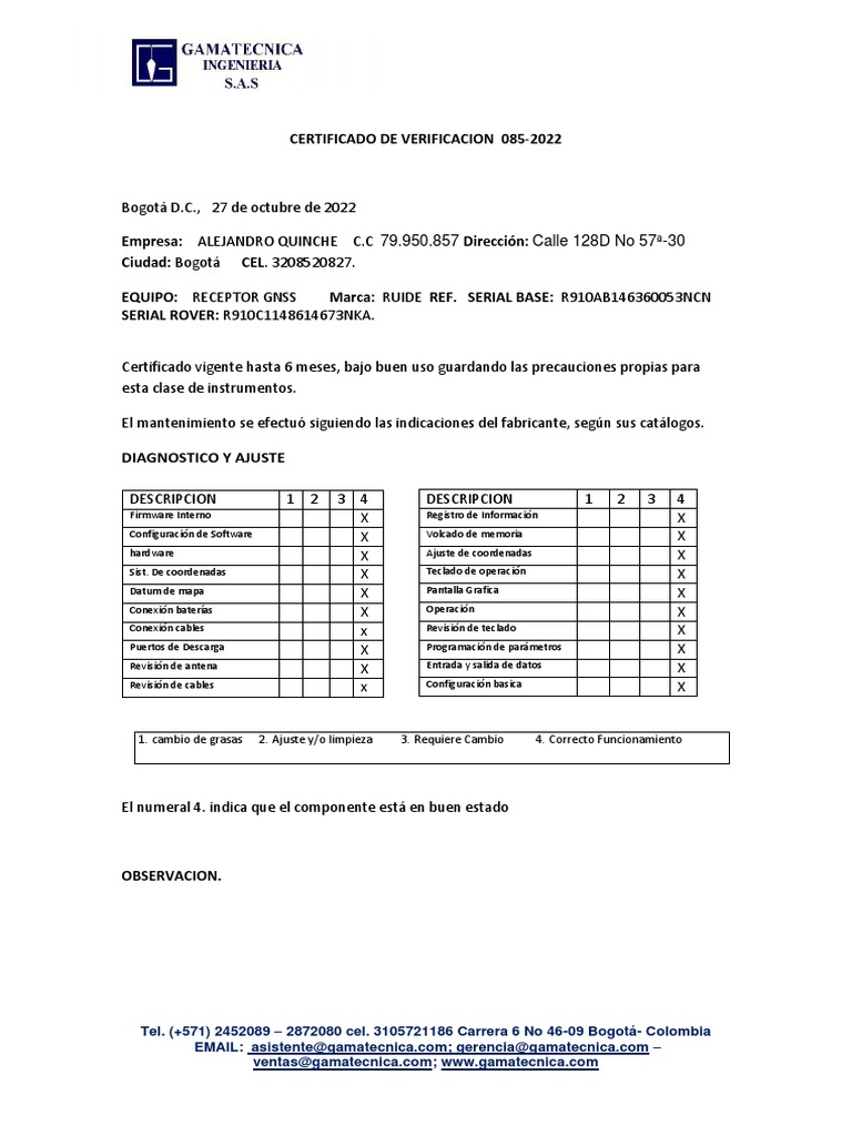 Certificado Receptor R 93i | PDF