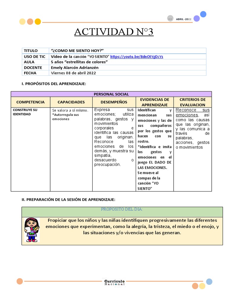 Sesion 3 Como Me Siento Hoy | PDF