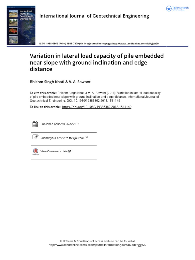 Variation in Lateral Load Capacity of Pile Embeddednear Slope With ... Variation in Lateral Load Capacity of Pile Embeddednear Slope With ...