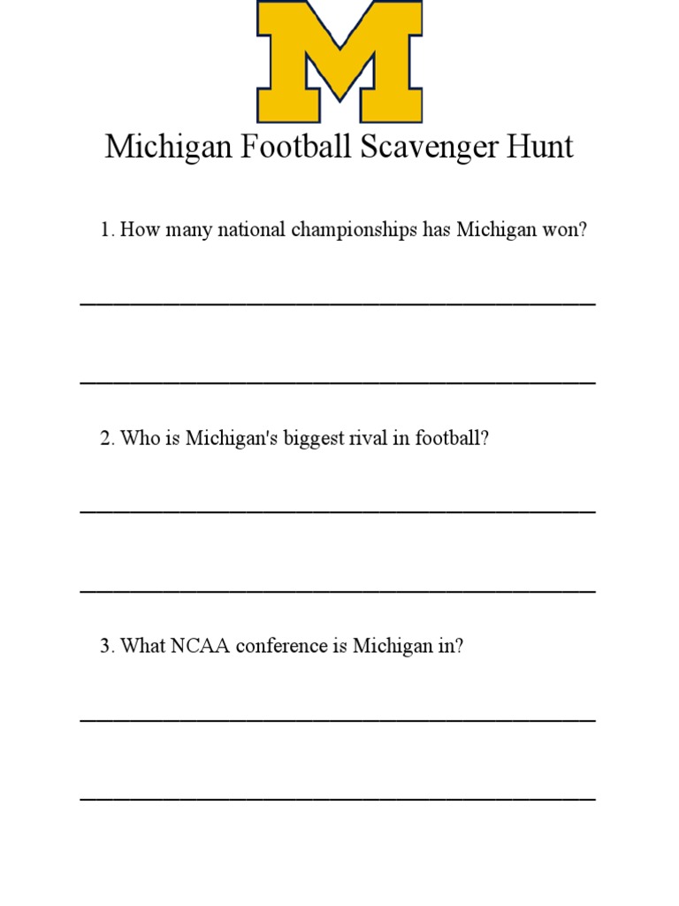 Michigan Football Scavenger Hunt | PDF
