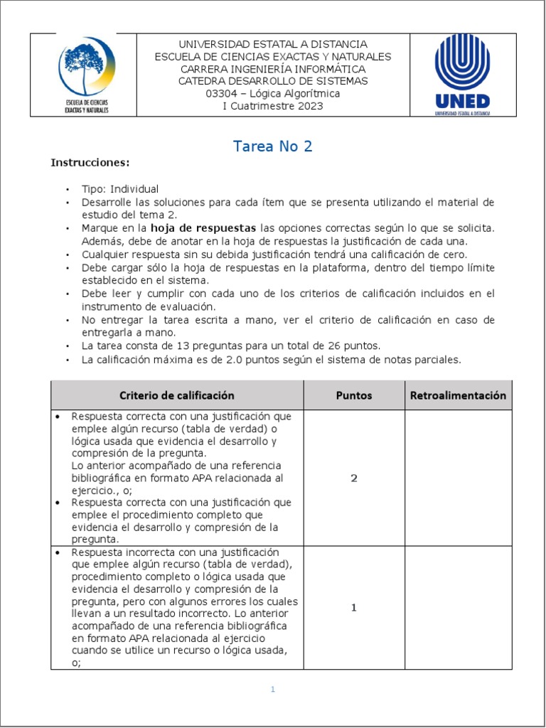 2023-IC - Tarea No 2 - 03304 | PDF | Lógica | Ciencias de la Computación