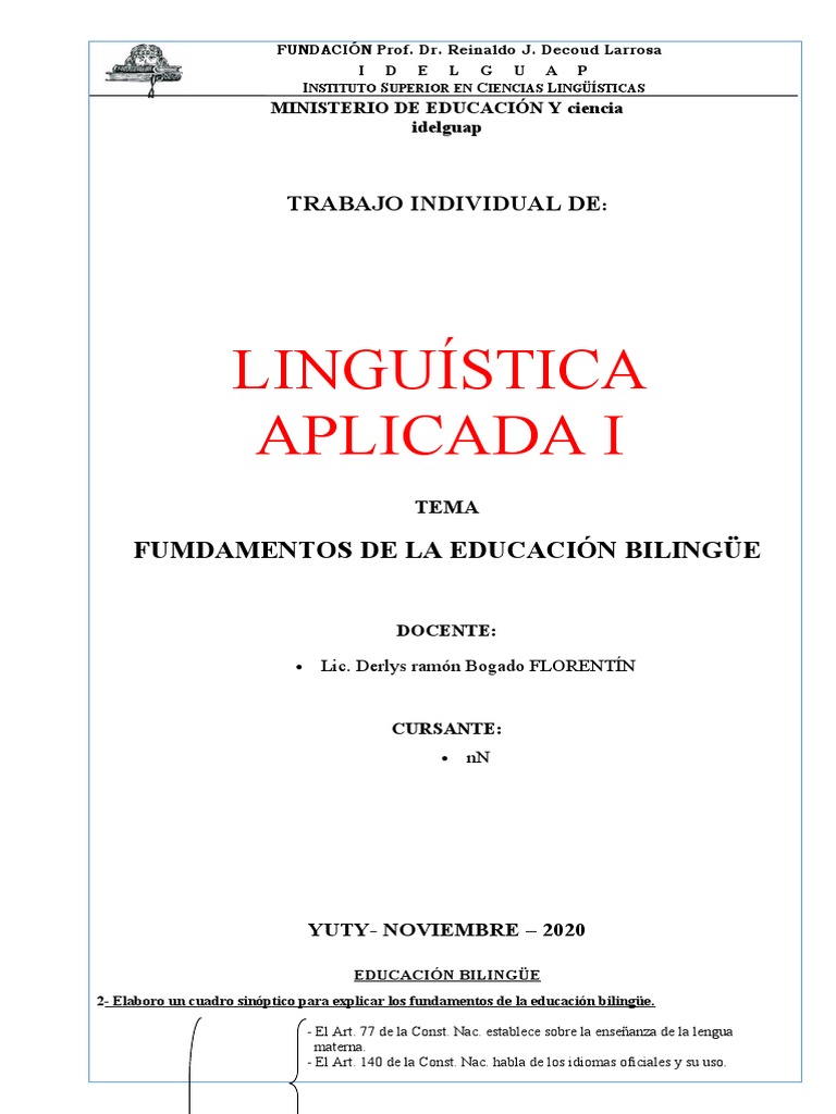 Educación Bilingüe | PDF | Enseñando | Lingüística