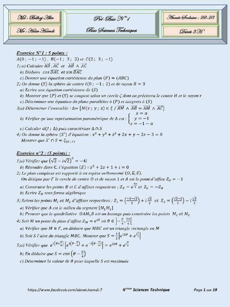 8 Sujets de Revisions Type Bac Technique 2022-2023 | PDF