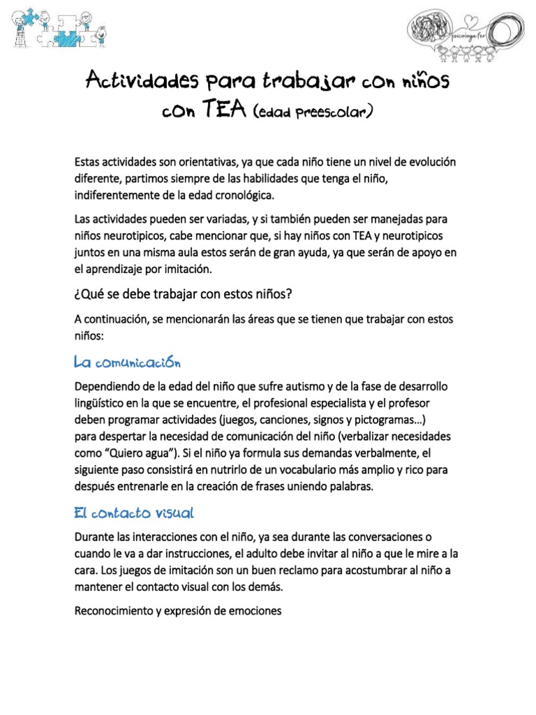 Actividades Con TEA | PDF | Comunicación | Aprendizaje