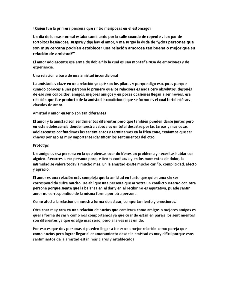 Quién Fue La Primera Persona Que Sintió Mariposas en El Estómago | PDF Quién Fue La Primera Persona Que Sintió Mariposas en El Estómago | PDF