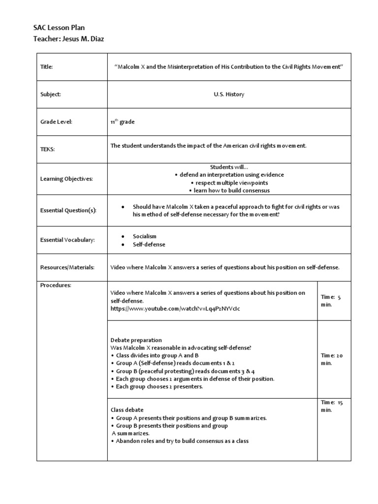 Sac Lesson Plan | PDF | Lesson Plan | Behavior Modification